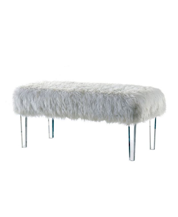 Furniture of America Raven II Faux Fur Acrylic Bench - Macy's