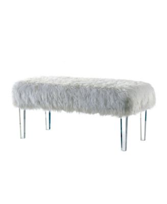 Raven II Faux Fur Acrylic Bench - Macy's