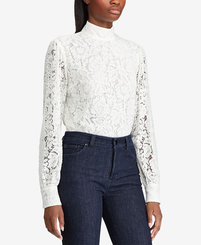 Lauren Ralph Lauren Petite Lace Top - Macy's