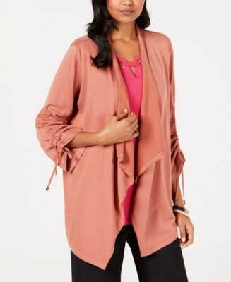 JM Collection Draped-Front Ruched-Sleeve Cardigan, Created for Macy's ...
