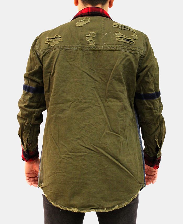 Heritage America Mens Plaid Patch Button-Up Jacket - Macy's