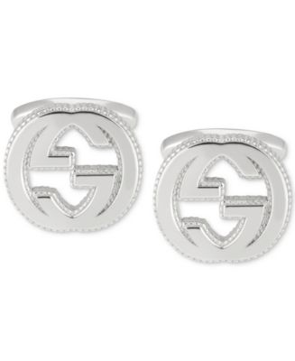 Gucci Men's Interlocking Logo Cuff Link in Sterling Silver - Macy's