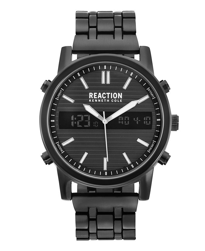 Kenneth Cole Reaction Men's Analog-Digital Black-Tone Stainless Steel ...
