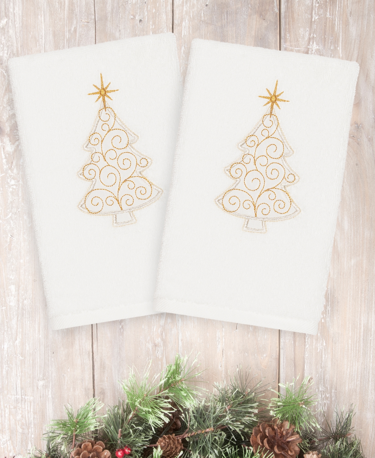 Click here for Linum Home Christmas Tree Scroll 100 Turkish Cotto... prices