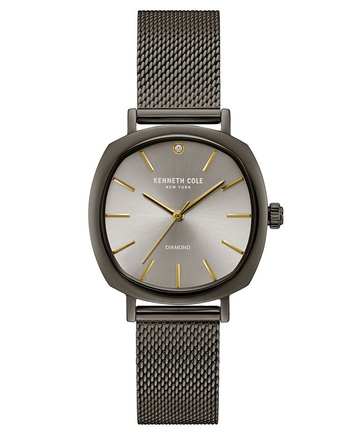Kenneth Cole New York Ladies Diamond Gun Metal Mesh Bracelet Watch 34mm ...