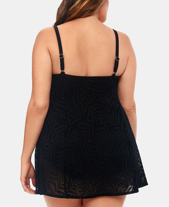 Swim Solutions Plus Size Crocheted Tummy Control Swimdress Created For
