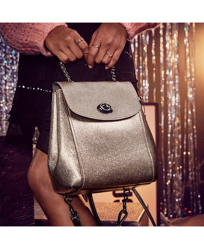 COACH Metallic Parker Convertible Backpack in Pebble Leather - Macy's