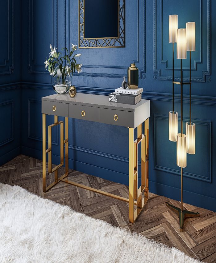 TOV Furniture Audrey Grey Lacquer Desk - Macy's