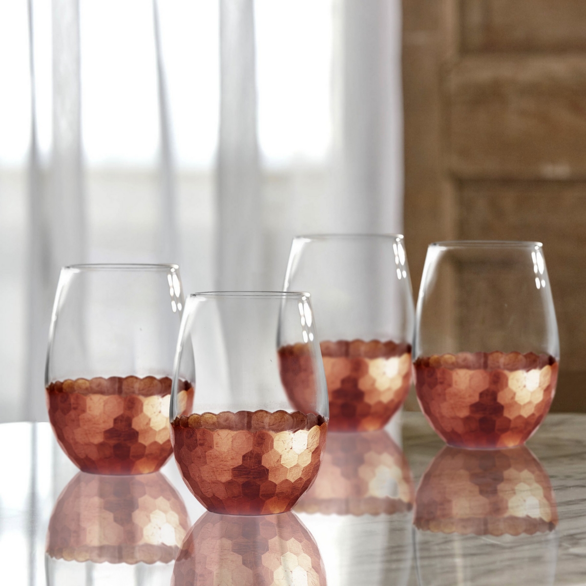 Click here for Jay Imports Daphne Copper Stemless Glasses  Set of... prices