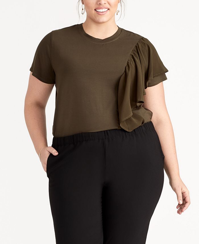 RACHEL Rachel Roy Trendy Plus Size Ruffled Top, Created for Macy's - Macy's