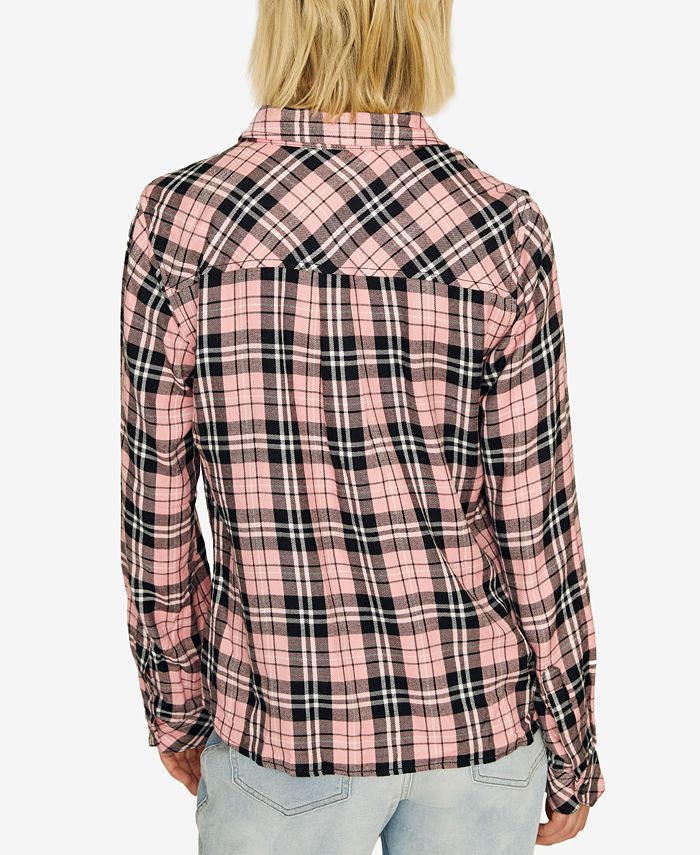 Sanctuary Haley Tie-Front Plaid Shirt - Macy's