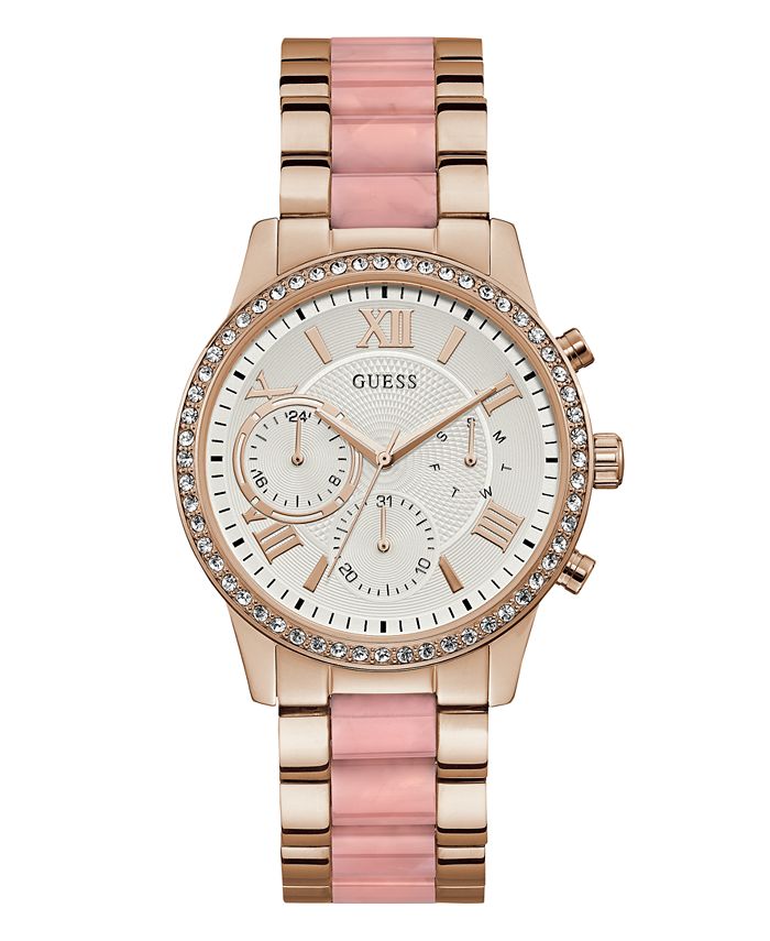 GUESS Women's Rose Gold Pink PINK Faux Ceramic Watch 40MM, Created for ...