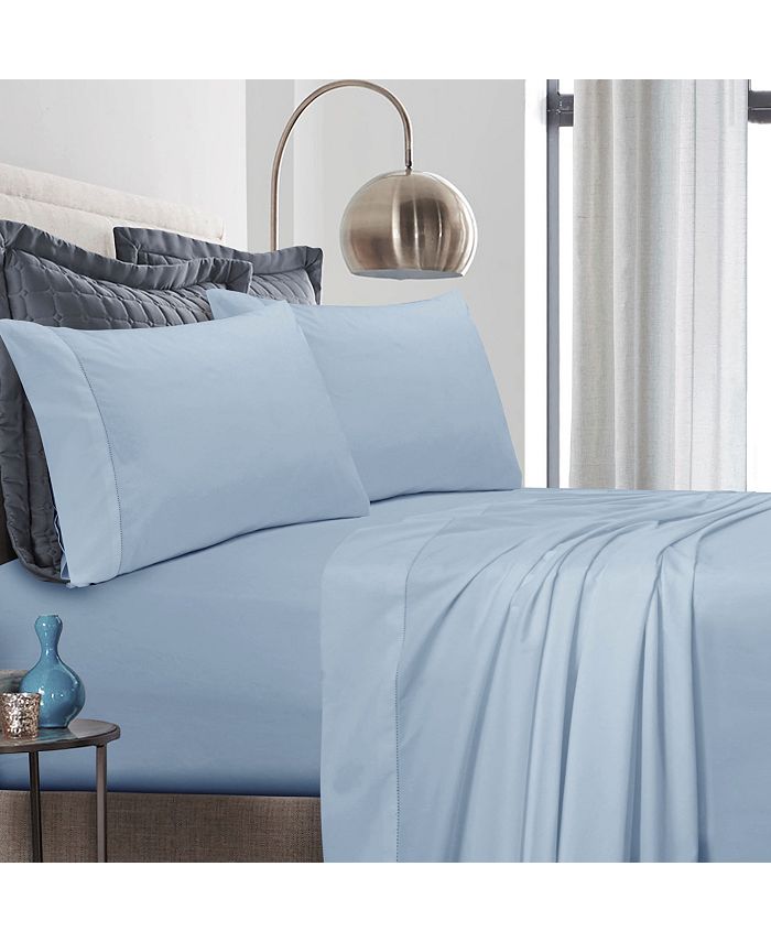 Tribeca Living 500 Thread Count Cotton Percale Extra Deep Pocket Full ...