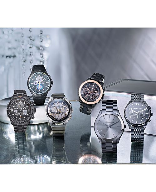 Michael Kors Unisex Slim Runway Black Ion-Plated Stainless Steel ...