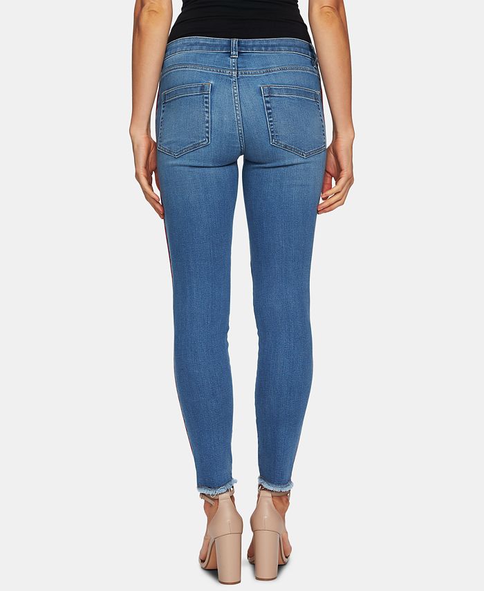 CeCe Frayed-Hem Striped-Leg Jeans - Macy's