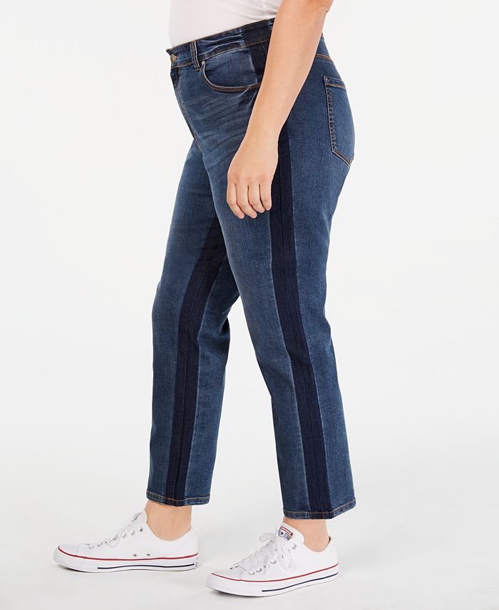 Style And Co Plus Size Tummy Control Slim Leg Two Tone Jeans Created For