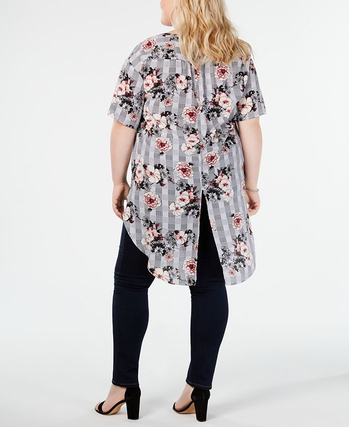 NY Collection Plus Size Printed High-Low Top - Macy's