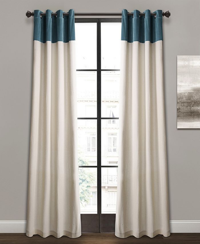 Lush Décor Milo Colorblock Linen 52" x 84" Curtain Set - Macy's
