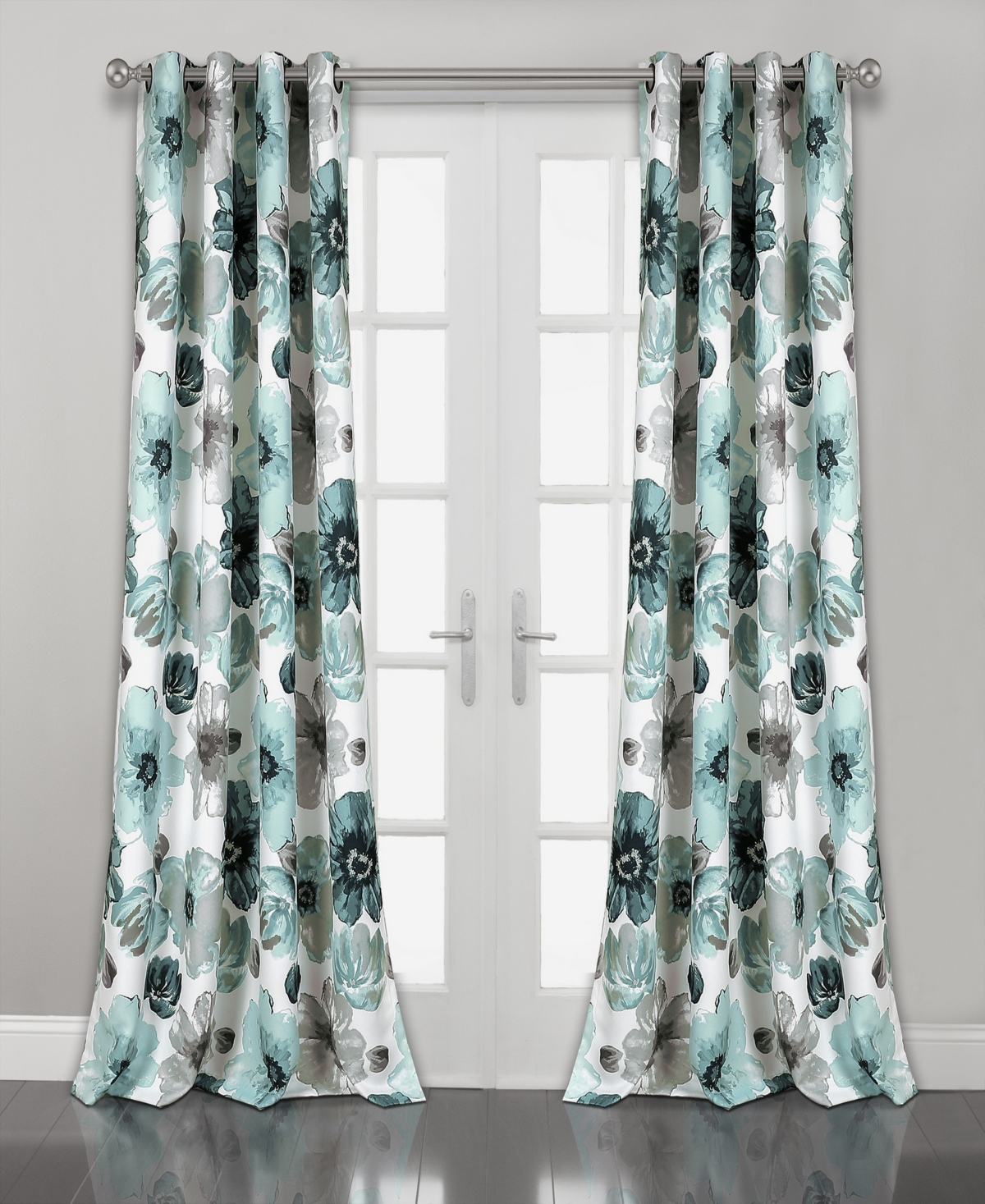 Click here for Leah Floral 52 x 95 Curtain Set - Blue prices