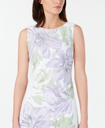 Calvin Klein Sleeveless Printed Sheath Dress - Macy's