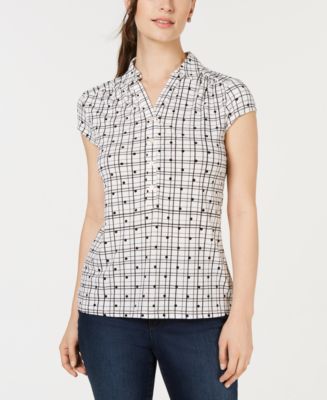 Charter Club Printed Polo Top, Created for Macy's - Macy's