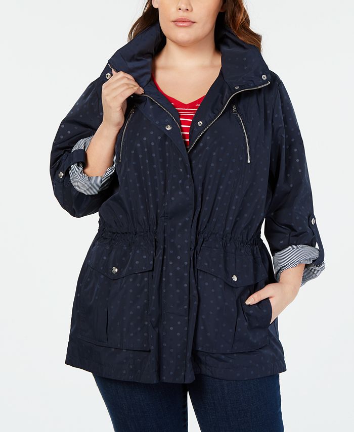 Tommy Hilfiger Plus Size Printed Utility Jacket, Created for Macy's ...
