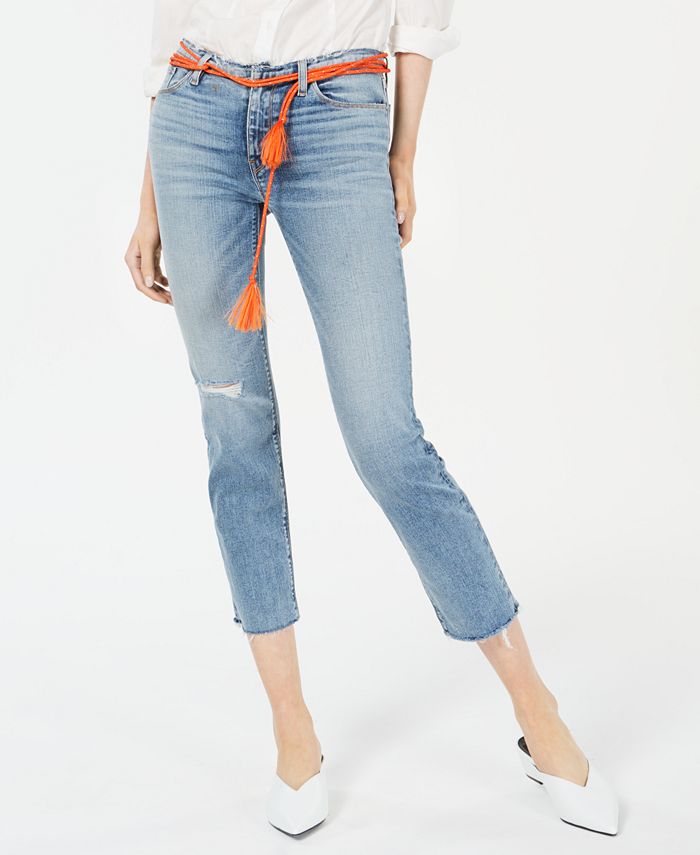Hudson Jeans Barbara Belted Cropped Jeans - Macy's
