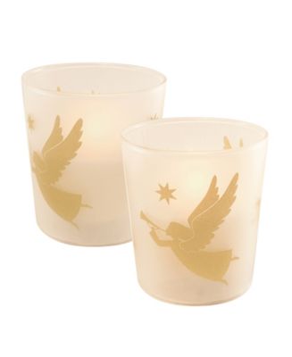 LumaBase Set of 2 Gold Angel Glass Battery Operated LED Candles - Macy's