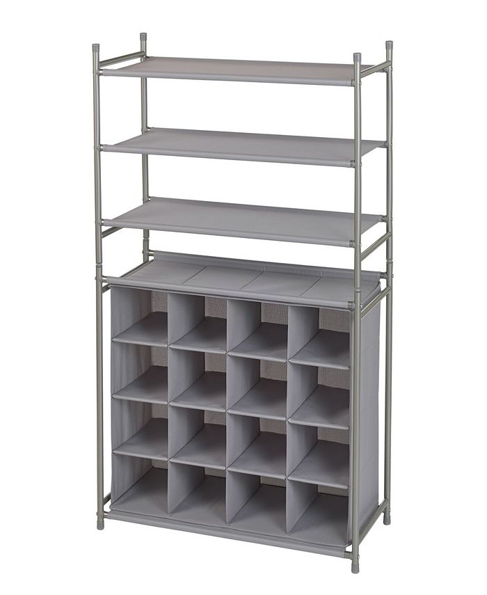 Neatfreak Harmony Twill Freestanding Stackable 16-Cubby Shoe Organizer ...