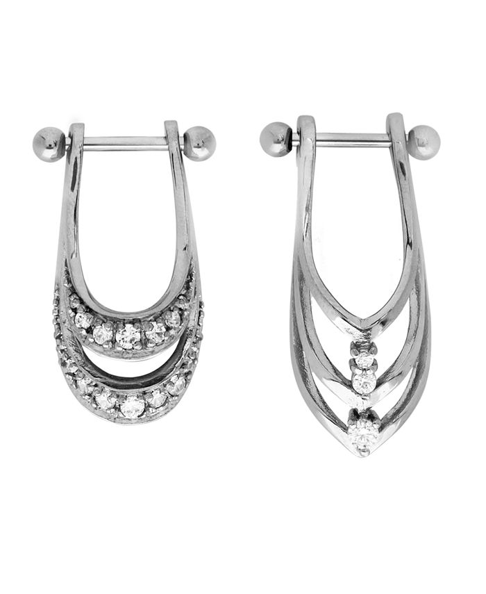 Rhona Sutton Bodifine Stainless Steel Set of 2 Crystal Shield Helix ...