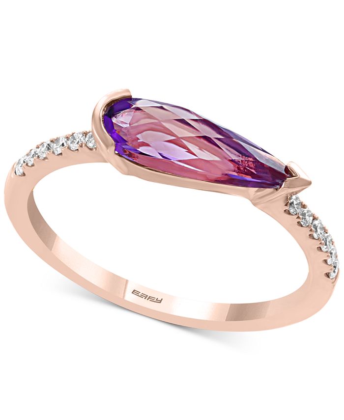 EFFY Collection EFFY® Amethyst (7/8 ct. t.w.) & Diamond (1/10 ct. t.w ...