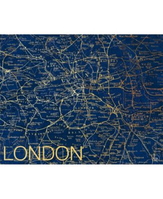 Creative Gallery City of London Map in Midnight Blue 16" x 20" Metal ...