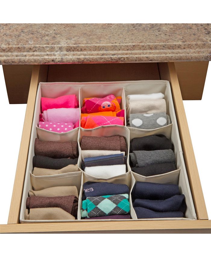 Simplify 2 Pack Medium Square Compartment Drawer Organizer in Faux Jute ...