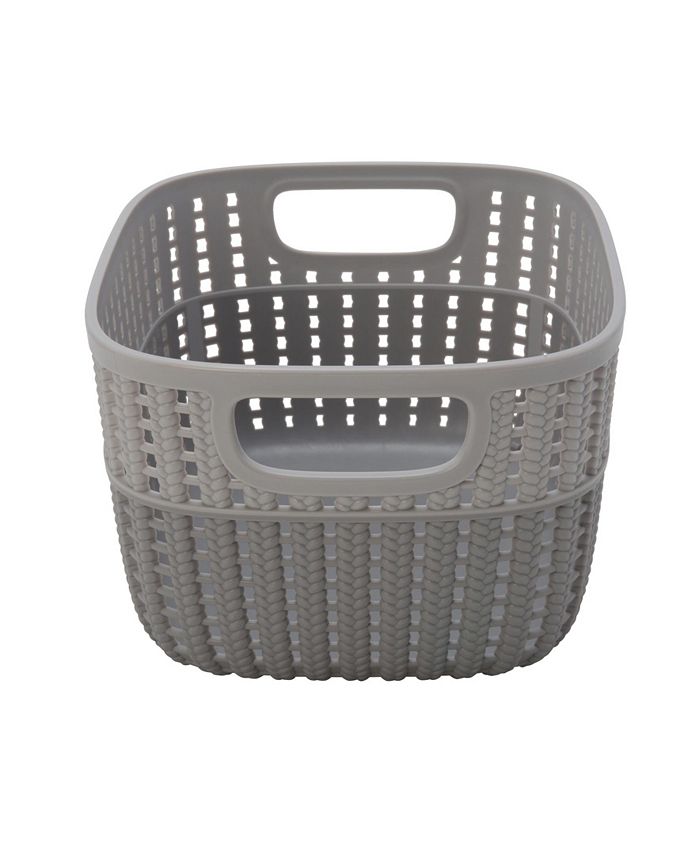 Simplify 2-Tone Decorative Small Storage Basket in Gray - Macy's