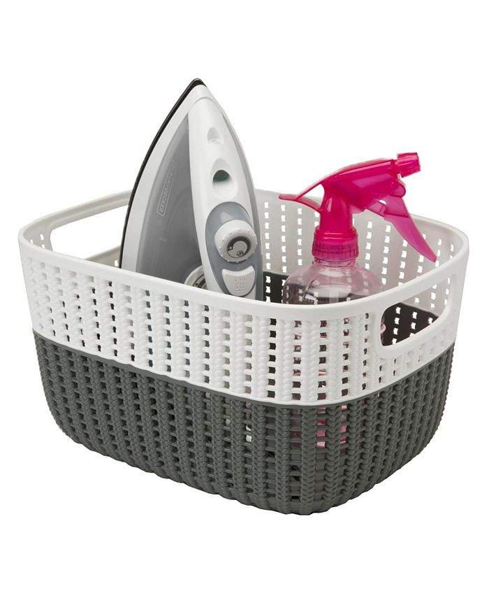 Simplify 2 Pack 2-Tone Decorative Small Storage Basket in Gray - Macy's