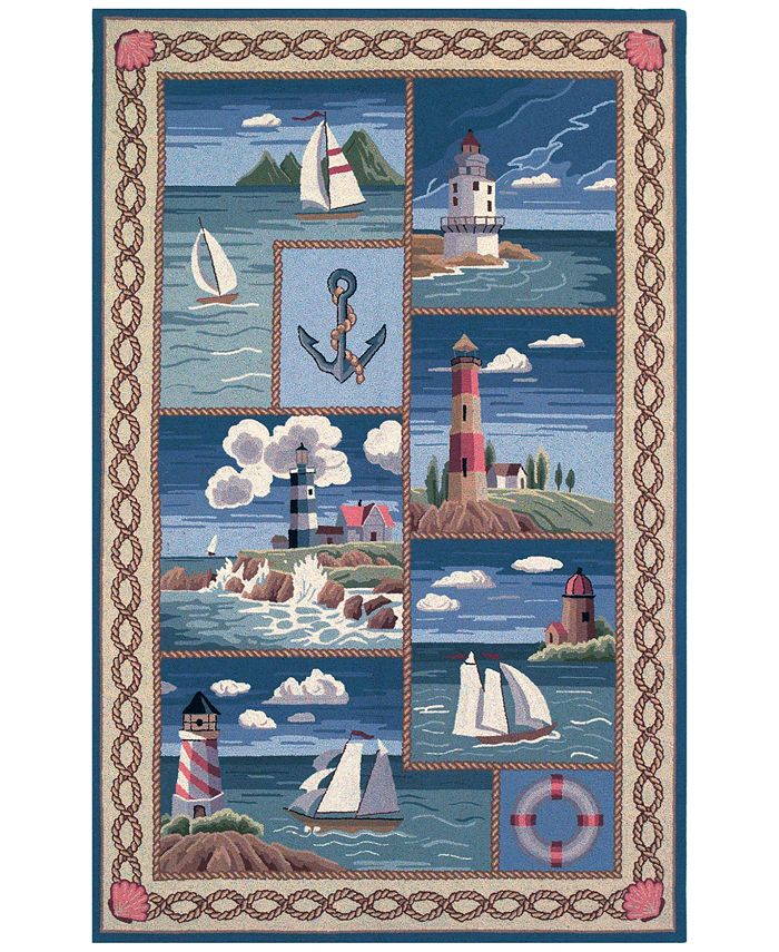 Kas Colonial Coastal Views 1806 Blue 2' x 8' Runner Area Rug - Macy's