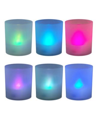 Lumabase Set of 6 Flickering Color Changing LED Lights in Frosted ...