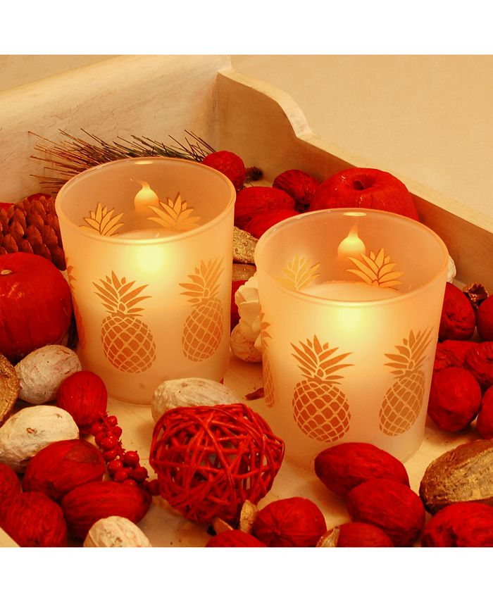 JH Specialties Inc/Lumabase Lumabase Set of 2 Gold Pineapple Flickering ...