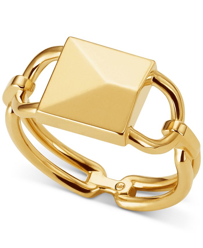 Michael Kors Gold-Tone Sterling Silver Padlock Ring - Macy's