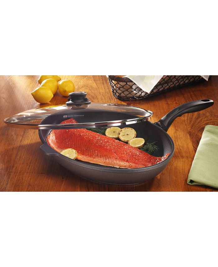 Swiss Diamond HD Oval Fry Pan with Lid - 15" x 10.25" - Macy's