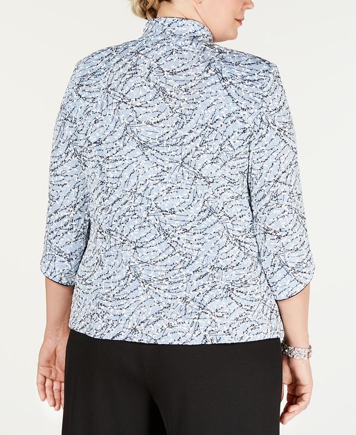 Alex Evenings Plus Size Printed Mandarin Jacket & Top Set - Macy's