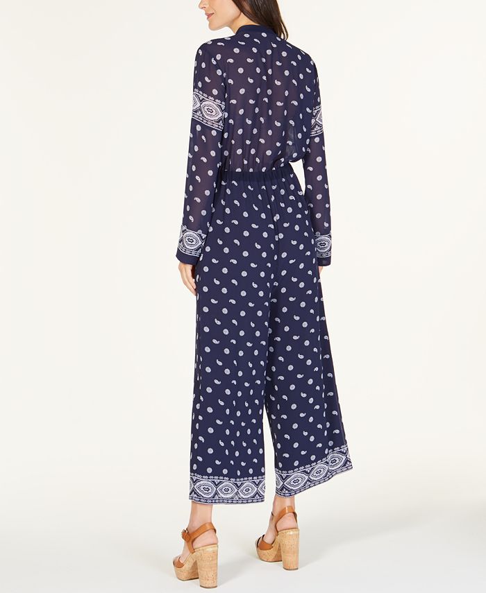 Michael Kors Scarf-Print Jumpsuit - Macy's