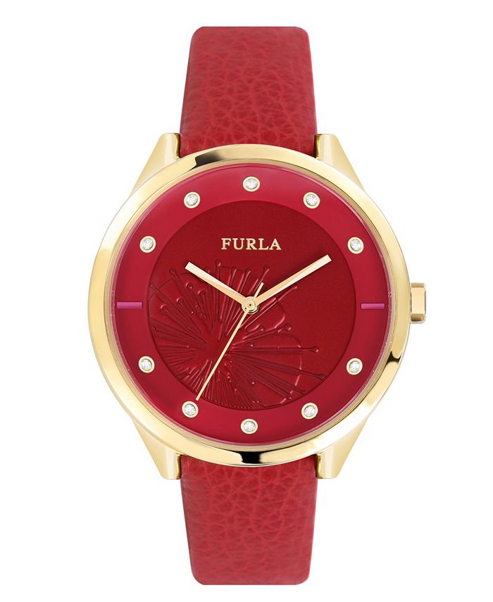 Furla Women's Metropolis Red Dial Calfskin Leather Watch - Macy's