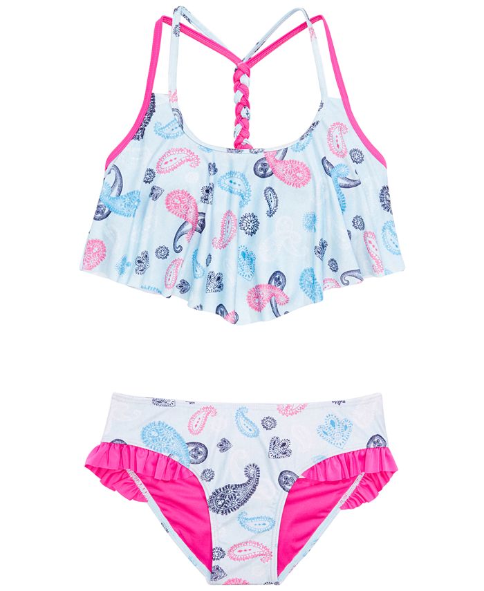 DKNY Big Girls 2-Pc. Paisley-Print Sunsuit Bikini - Macy's