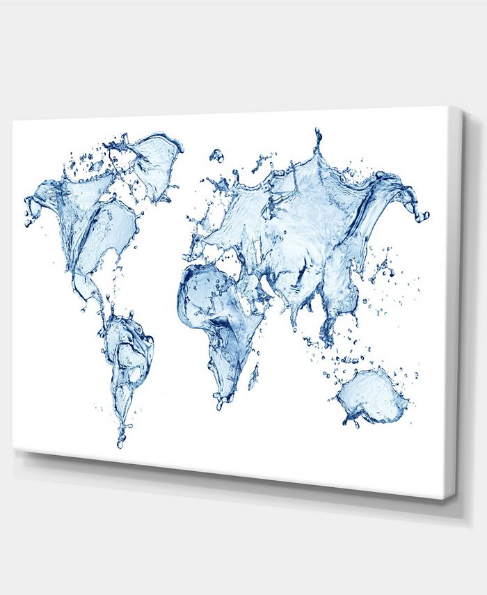 Design Art Designart World Map Water Splash Abstract Map Canvas Art ...