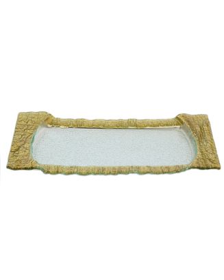 Classic Touch Large Rectangular Glass Tray With Gold Embossed Border ...