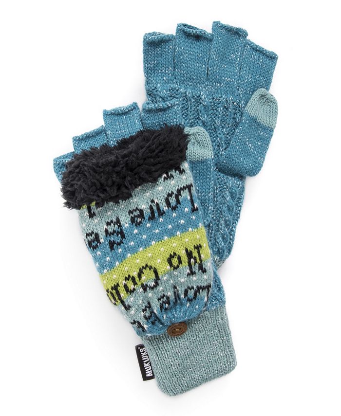 Muk Luks Women's Fingerless Flip Mittens - Macy's