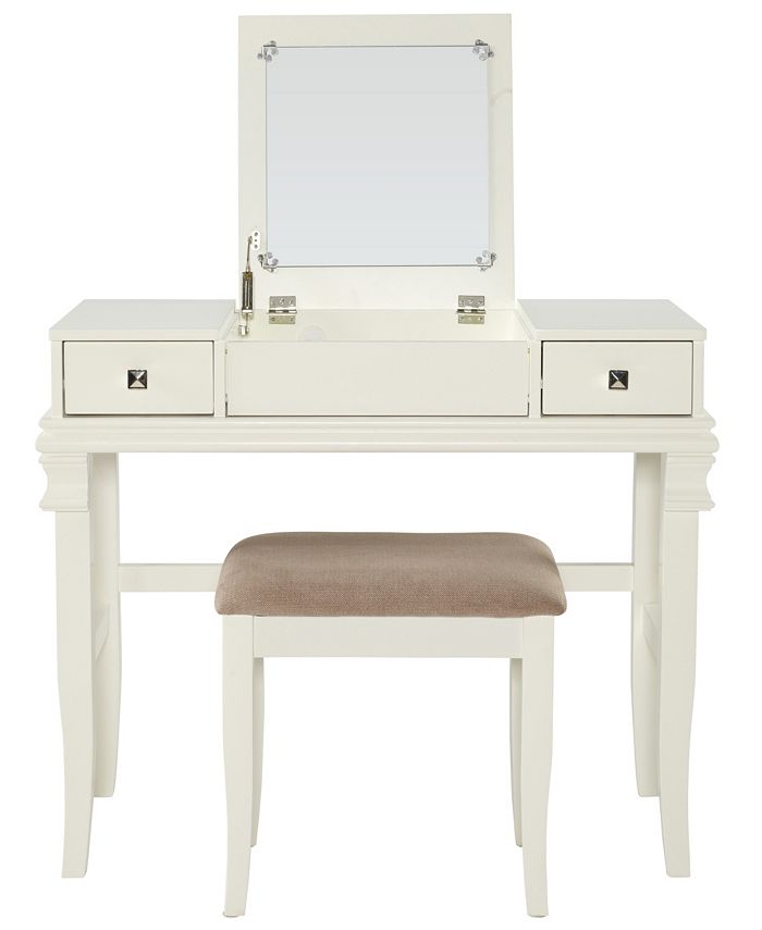 Linon Home Décor Angela Vanity Set with Bench and Mirror - Macy's
