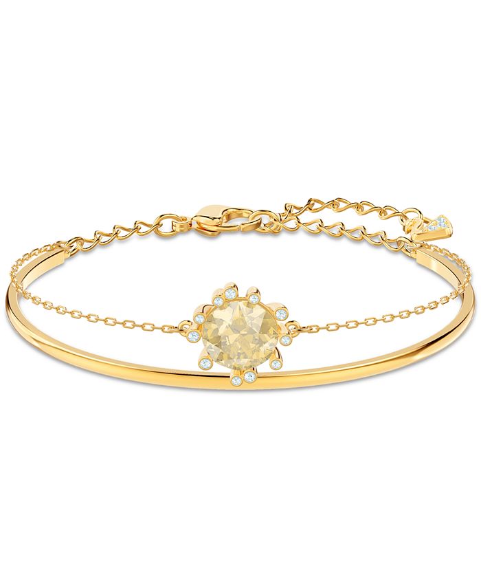 Swarovski Gold-Tone Crystal Double-Layer Bangle Bracelet - Macy's