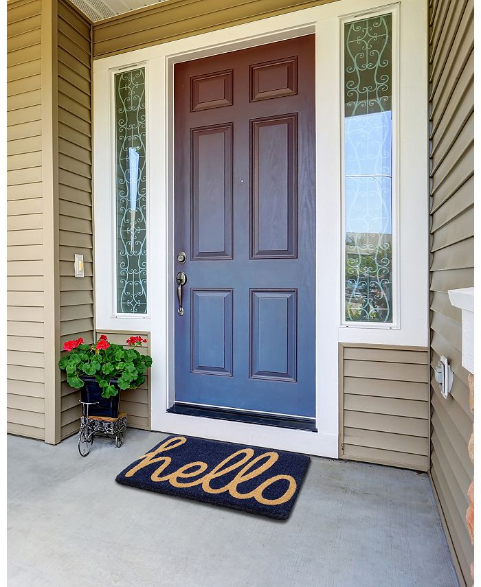Fab Habitat Doormat Cursive Hello 18" x 30", Extra Thick Handwoven ...